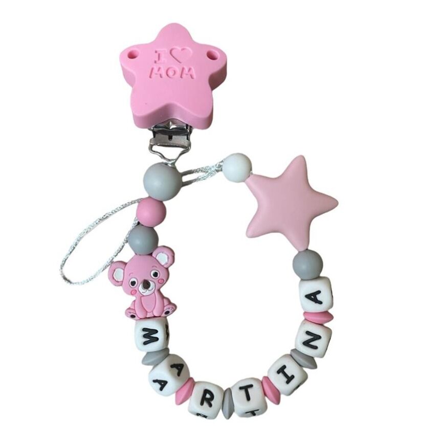 Chupetero Personalizado «Estrella Rosa» - Menta y Mora